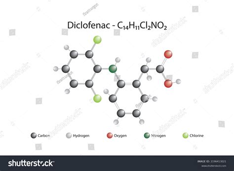 Molecular Formula Chemical Structure Diclofenac Stock Vector Royalty Free 2196413021