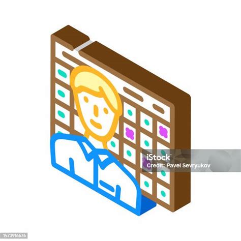 유지 보수 플래너 수리 작업자 아이소메트릭 아이콘 벡터 일러스트 레이 션 금속에 대한 스톡 벡터 아트 및 기타 이미지 금속