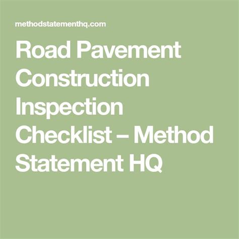 Road Pavement Construction Inspection Checklist