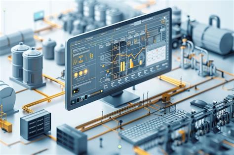 Industrial Control System Dashboard In Modern Factory Premium Ai Generated Image
