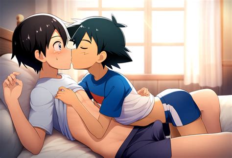 Rule 34 Ai Assisted Ai Generated Erection Gay Gay Sex Kirito Kissing Pokemon Satoshi Pokemon