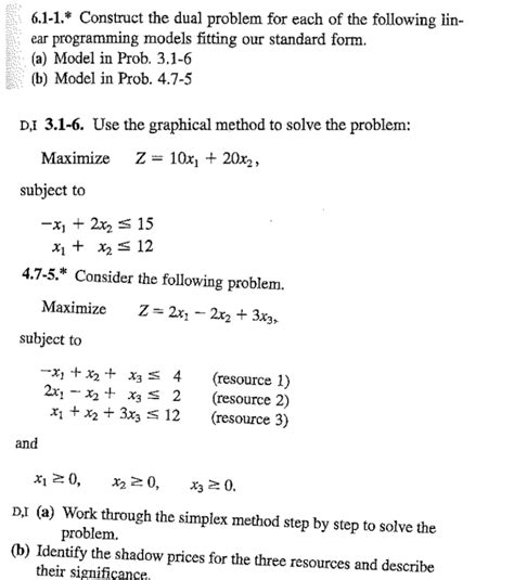 Solved Construct The Dual Problem For Each Of The Following Chegg
