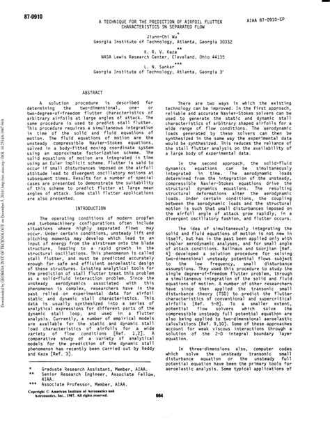 Pdf Technique For The Prediction Of Airfoil Flutter Characteristics In Separated Flow