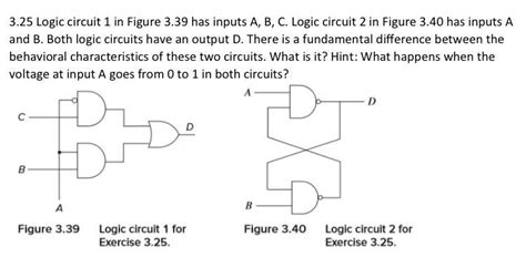 solved 3 25 logic circuit 1 in figure 3 39 has inputs a b