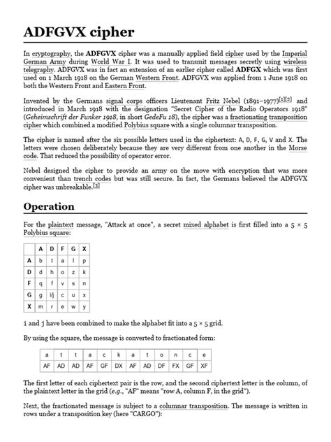 adfgvx cipher pdf secure communication espionage techniques