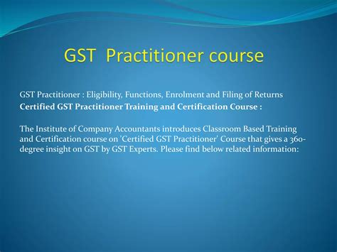 Gst Practitioner Course Ppt