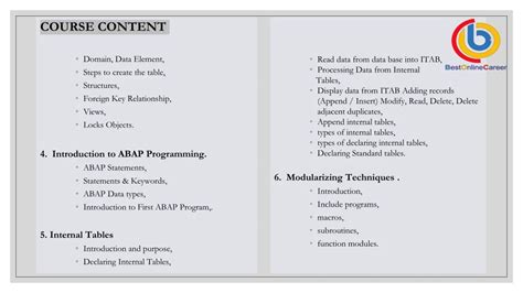 Ppt Sap Abap Course Content Pdf What Is Sap Abap Powerpoint