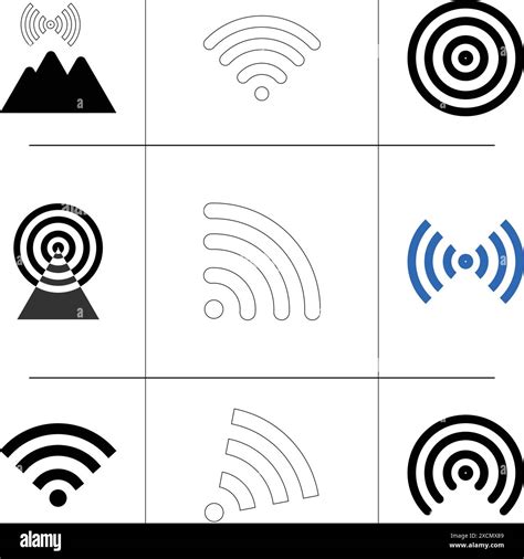 Radio Waves Communication Wireless Signal Web Icon Set Wifi Zone Sign Stock Vector Image And Art