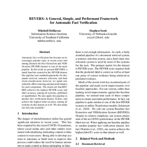 Bevers A General Simple And Performant Framework For Automatic Fact Verification Acl Anthology