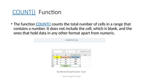 Basic Excel Functions Available In Ms Excel Pptx