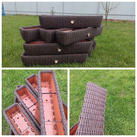 Балконные ящики Размер 80 17 17 Цвет красное дерево 2025 Тень на плетень Кашпо из ротанга