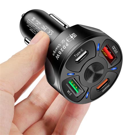 Ports Dual Usb Type C Pd W Car Charger Auto Quick Fast Charging Plug Adapter Alsupersales