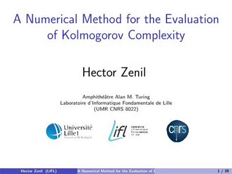 PDF A Numerical Method For The Evaluation Of Kolmogorov Complexity