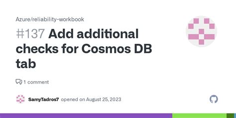 Add Additional Checks For Cosmos Db Tab · Issue 137 · Azure