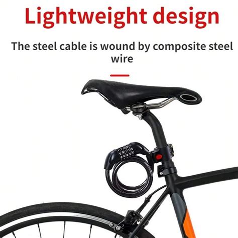 Bicycle 5 Digit Code Cable Lock 1200mm 12mm Anti Theft Bike Password