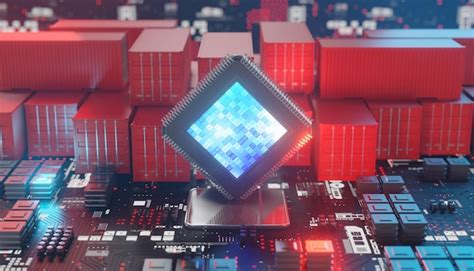 Premium Ai Image Container And Chipset On Circuit Board For Semiconductor Industry 3d Rendering