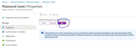 Possibility Of Setting Self Service Password Reset Enabled To All Users And Password Reset