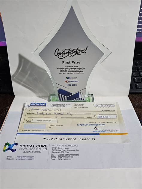 First Prize Hackathon Ahalia School Of Engineering And Technology