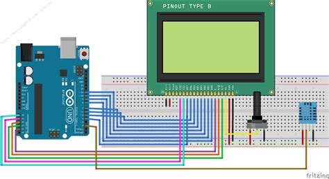 Interface X Glcd With Dht Sensor Using Arduino