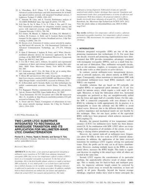 Pdf Two Layer Ltcc Substrate Integrated To Rectangular Waveguide Transition And Its