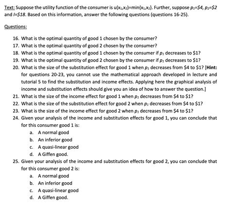 Ext Suppose The Utility Function Of The Consumer Is