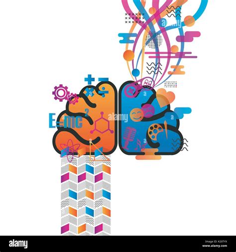 Brain Function Lef And Right Side Minimal Style Stock Vector Image