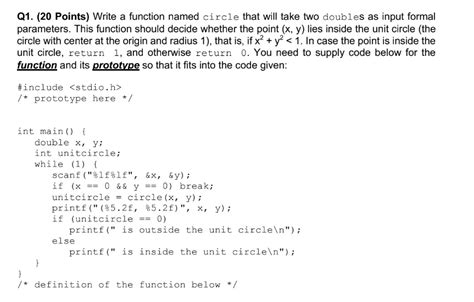solved q1 20 ﻿points ﻿write a function named circle that