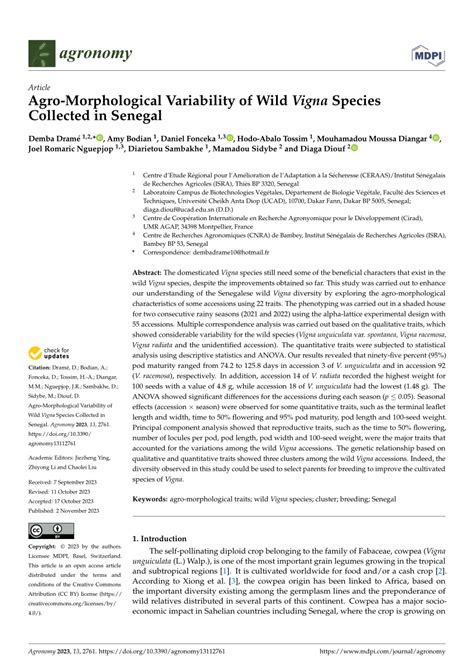 Pdf Agro Morphological Variability Of Wild Vigna Species Collected In