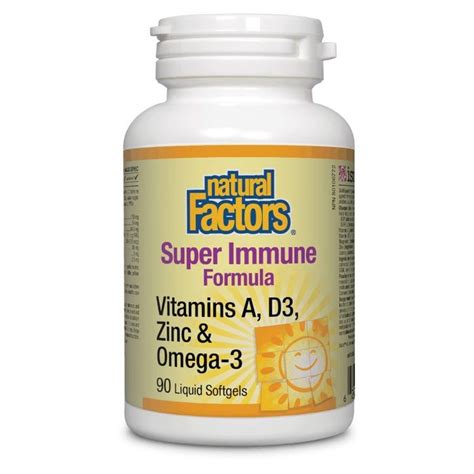 Natural Factors Super Immune Formula Витамин A, D3, Цинк & Омега-3 х90 ...