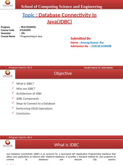 Anurag Kumar Jha Database Connectivity In Java Pdf Databases Sql