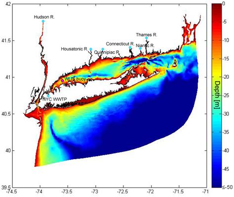 Map Of Southern New England Showing The Lis‐fvcom Model Grid Colored Download Scientific
