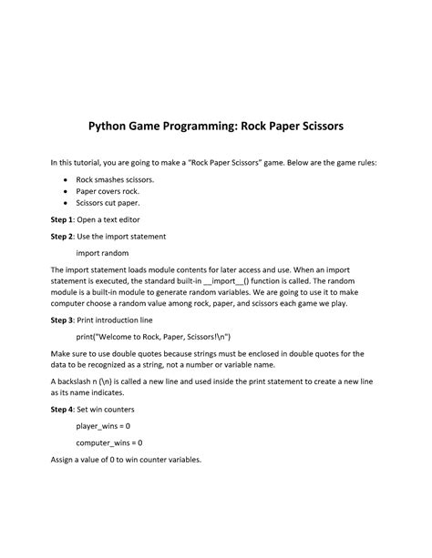 Python Game Design Rock Paper Scissors Python Game Programming Rock Paper Scissors In This