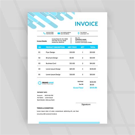 Simple Invoice Design Template For Your Company 12762038 Vector Art At