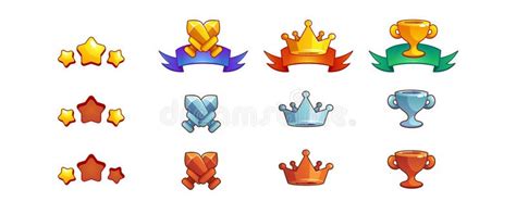 Emblems And Rewards For Three Game Levels Stock Vector Illustration Of Icon Background 302832450