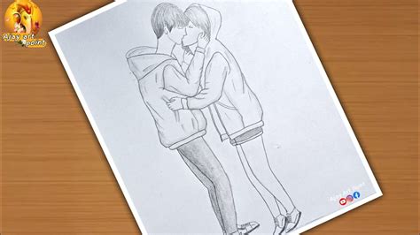 How To Draw A Romantic Couple Kissing Drawing Step By Step Kiss Scene Pencil Drawing Youtube