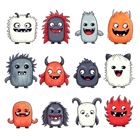 Hand Drawn Cute Monsters Halloween Collection Perfect For Tshirt Textile And Prints Cartoon
