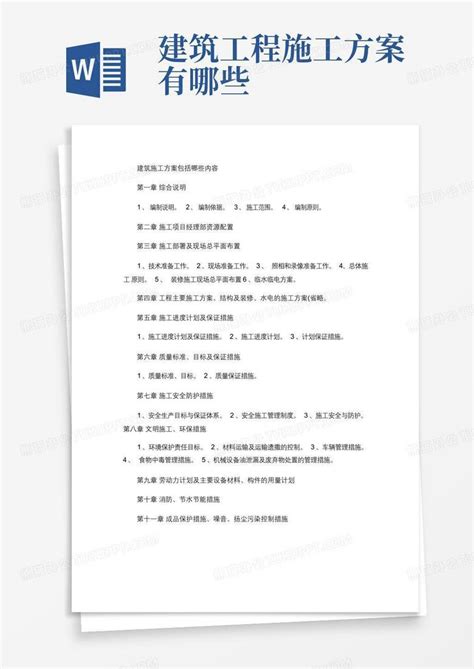 建筑施工方案包括哪些内容 Word模板下载 熊猫办公