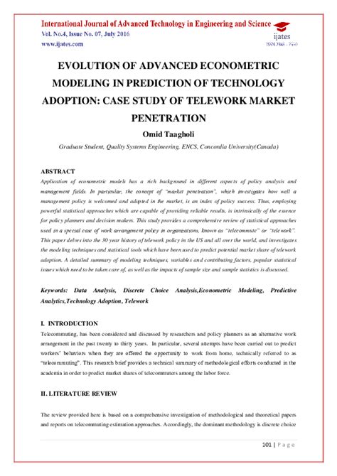 Pdf Evolution Of Advanced Econometric Modeling In Prediction Of Technology Adoption Case