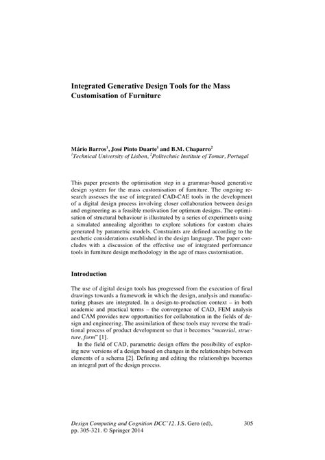 Pdf Integrated Generative Design Tools For The Mass Customization Of