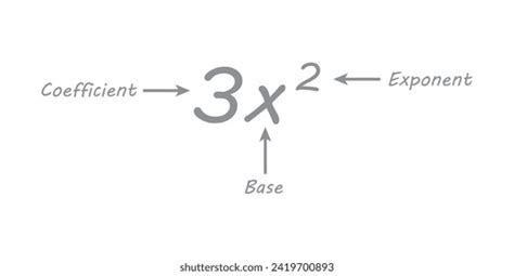 Parts Power Exponents Mathematics Coefficient Base Stock Vector