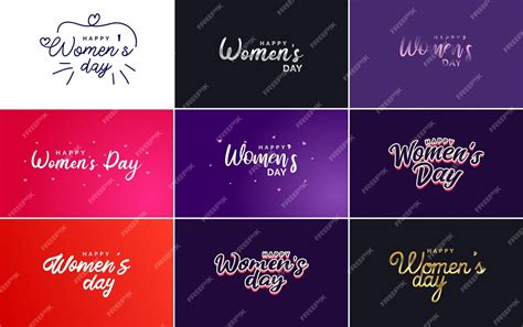 국제 여성의 날 벡터 손으로 쓴 타이포그래피 배경 무료 벡터