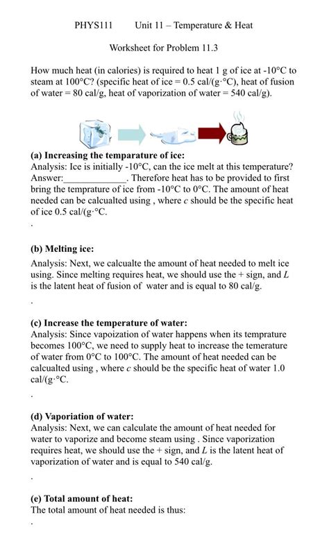 Solved PHYS111 Unit 11 Temperature Heat Worksheet For Chegg Com