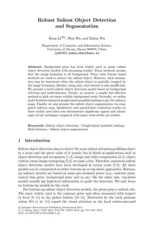 Pdf Robust Salient Object Detection And Segmentation