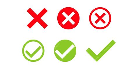 녹색 확인 표시와 적십자 벡터 일러스트 세트 체크리스트 표시 아이콘 프리미엄 벡터