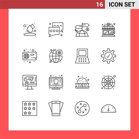 Set Of 16 Vector Outlines On Grid For Hardware Computer Advertising