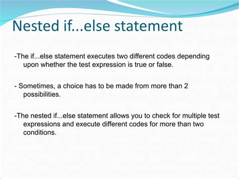 Nesting Of If Else Statement And Else If Ladder Pptx