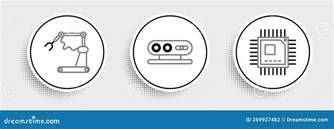 Set Line Processor With Microcircuits Cpu Industrial Machine Robotic