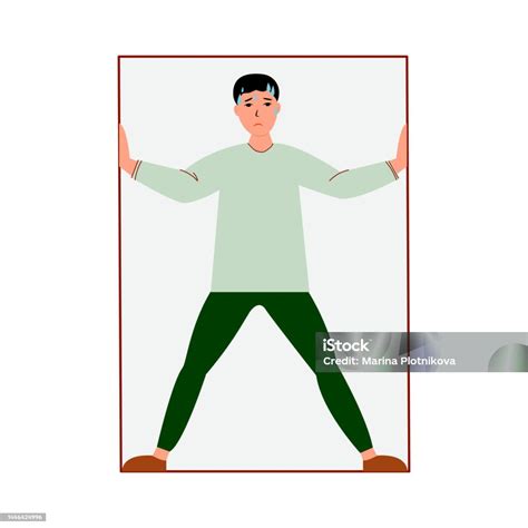 밀실 공포증으로 고통받는 아시아 소년 인간의 공포 개념 벡터 흰색 배경에 삽화 개념에 대한 스톡 벡터 아트 및 기타 이미지 개념 개성 개념 걱정하는 Istock