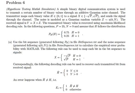 Problem 6 Hypothesis Testing Matlab Simulation A