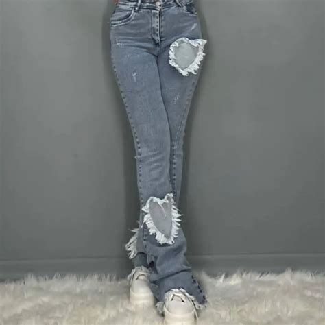 خرید و قیمت شلوار زنانه جین ترک بوتکات قلبی دمپا ریش از غرفه لیدی جین